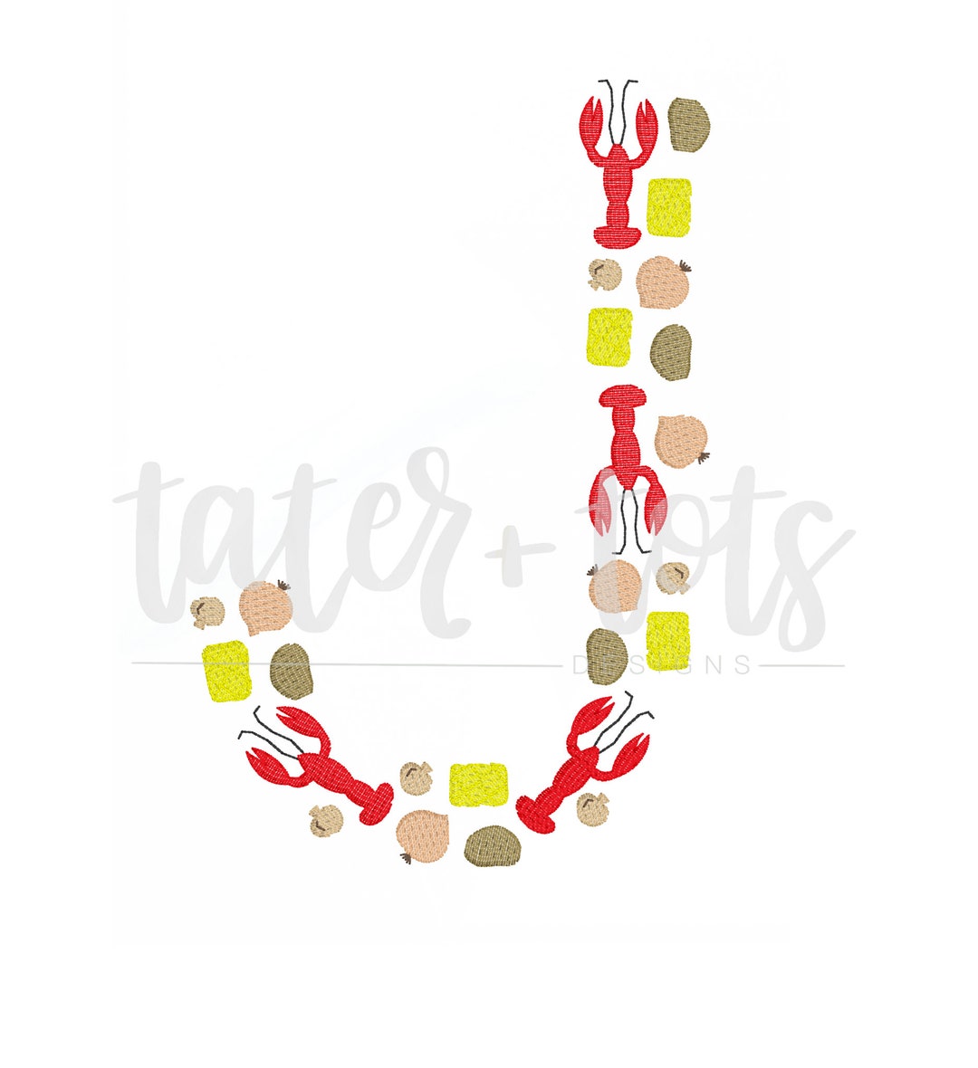 Crawfish J Embroidery Design File Digital Download Size 4x4, 5x7, 8x8 ...