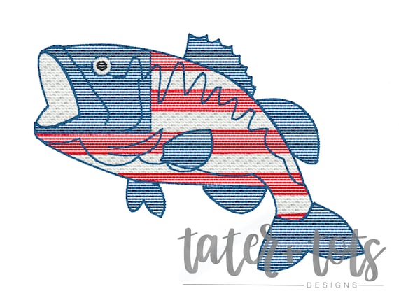 USA Bass Quick Stitch Machine Embroidery Design File Digital - Etsy