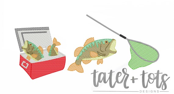 Bass and Net Embroidery Design File Digital Download Size 5x7 | Etsy