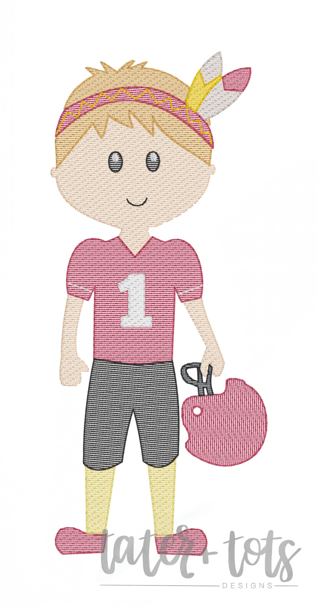 Native American Football Player Machine Embroidery Design Bundle File ...