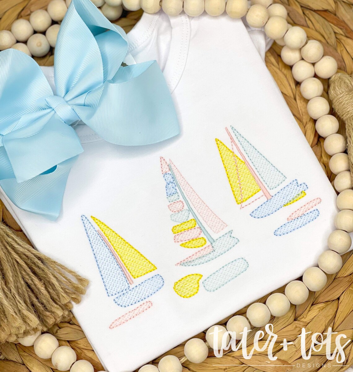 TBBC Inspired Sailboats Machine Embroidery Design File Digital Download ...