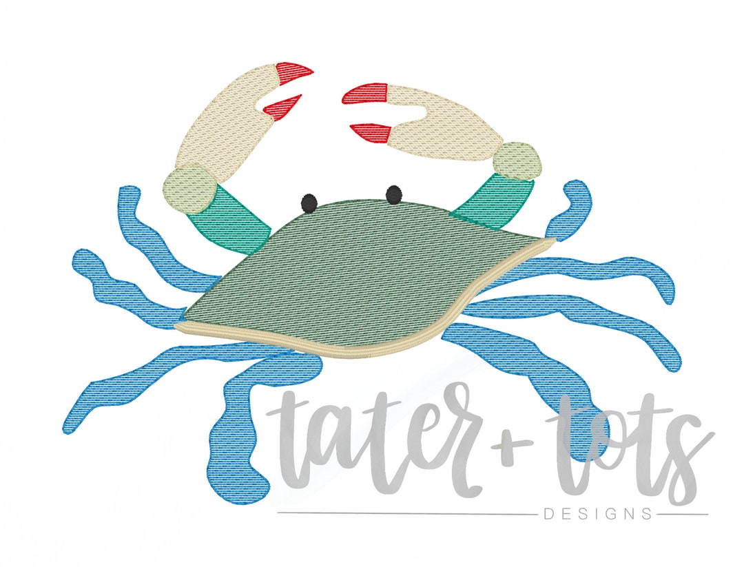 Single Blue Crab Machine Embroidery Design File Digital Download Size ...
