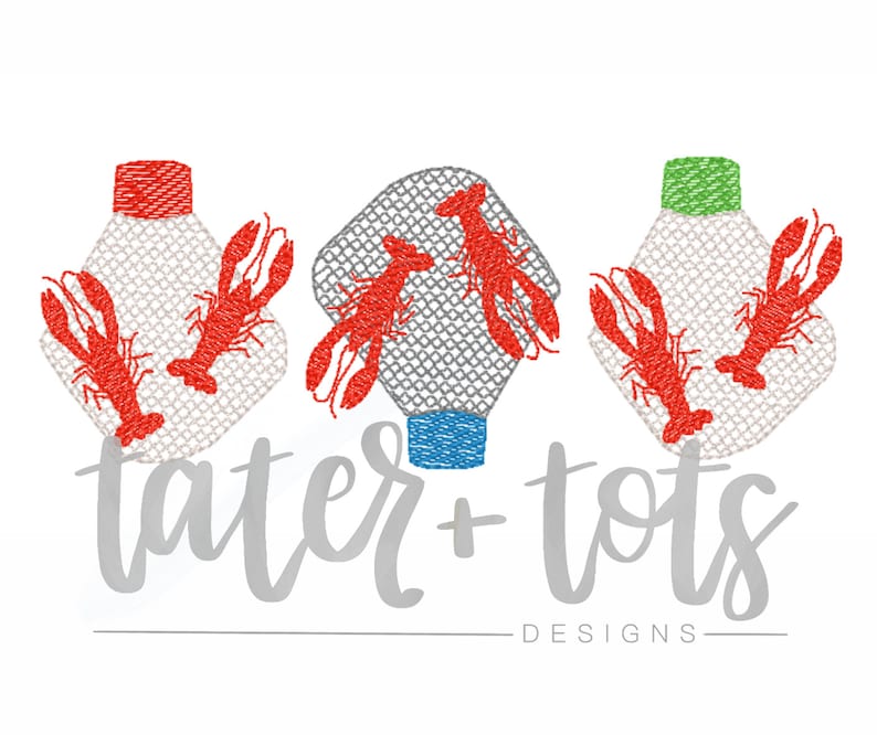 Crawfish Traps Trio Machine Embroidery Design File Digital Download ...