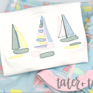 TBBC Inspired Sailboats Machine Embroidery Design File Digital Download ...