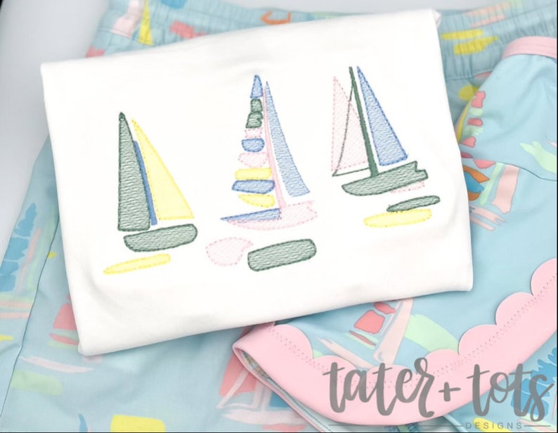 TBBC Inspired Sailboats Machine Embroidery Design File Digital Download ...