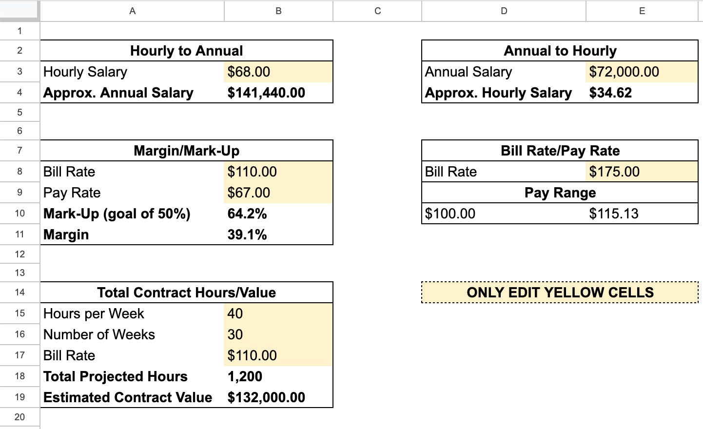 Recruiter Contract Conversions Calculator - Etsy