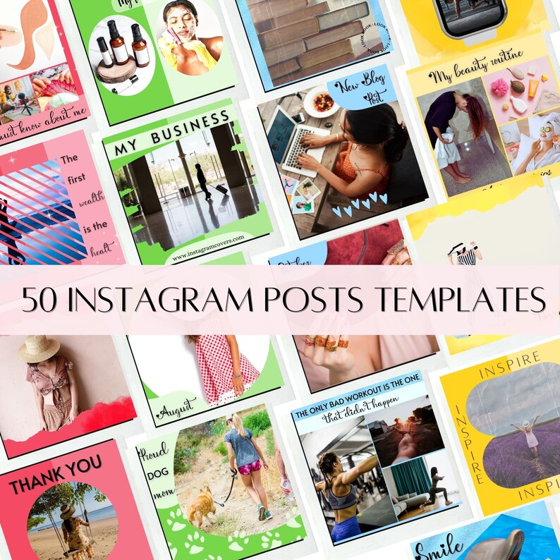 Colorful Instagram Feed Template DIY 225 Instagram Posts - Etsy