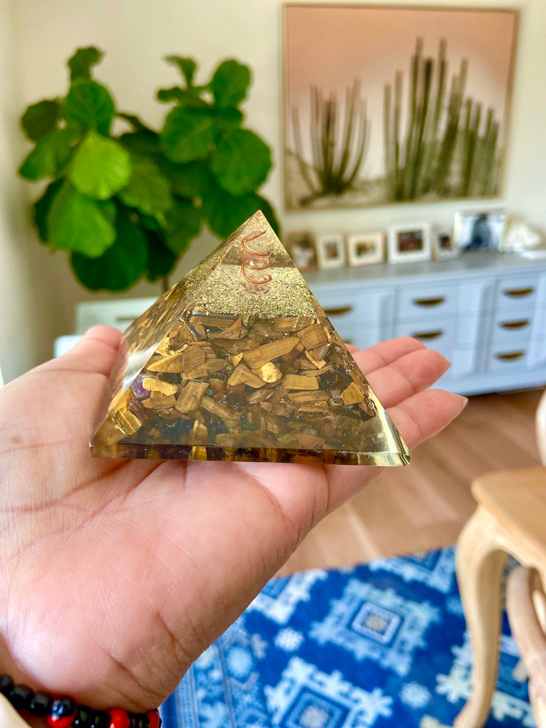 Tigers Eye Orgonite Pyramid, Toxic Energy Cleaner, Tigers Eye Healing ...