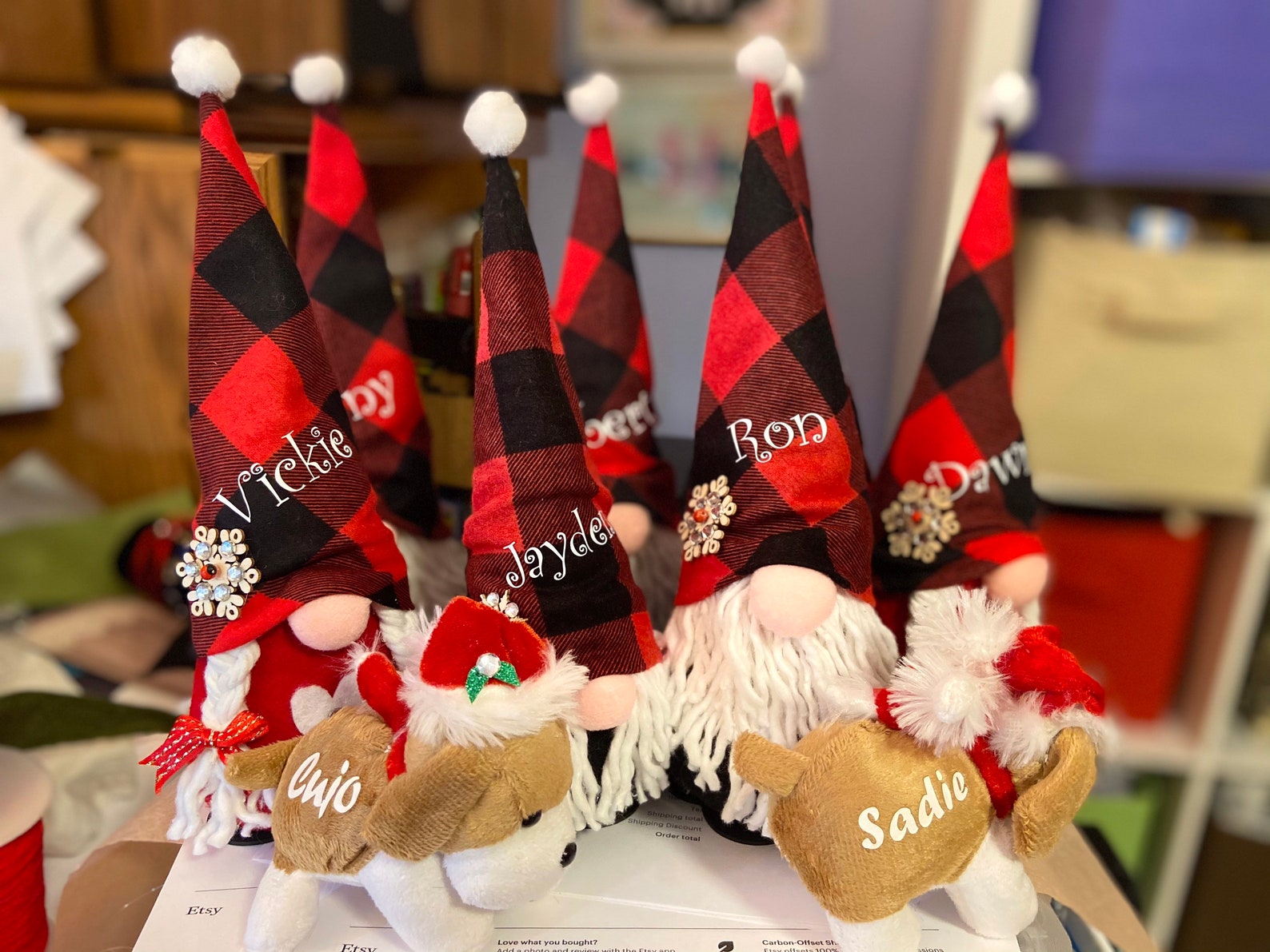 Custom Gnomes gnomes family Buffalo Plaid different colors | Etsy