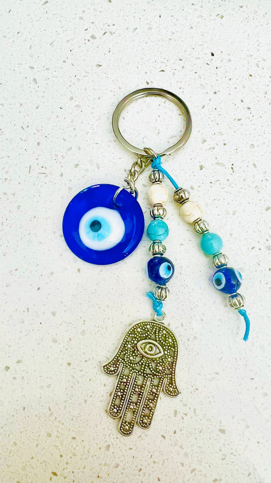 Evil Eye Keychain Handmade Protector Keychain Blue Turkish - Etsy