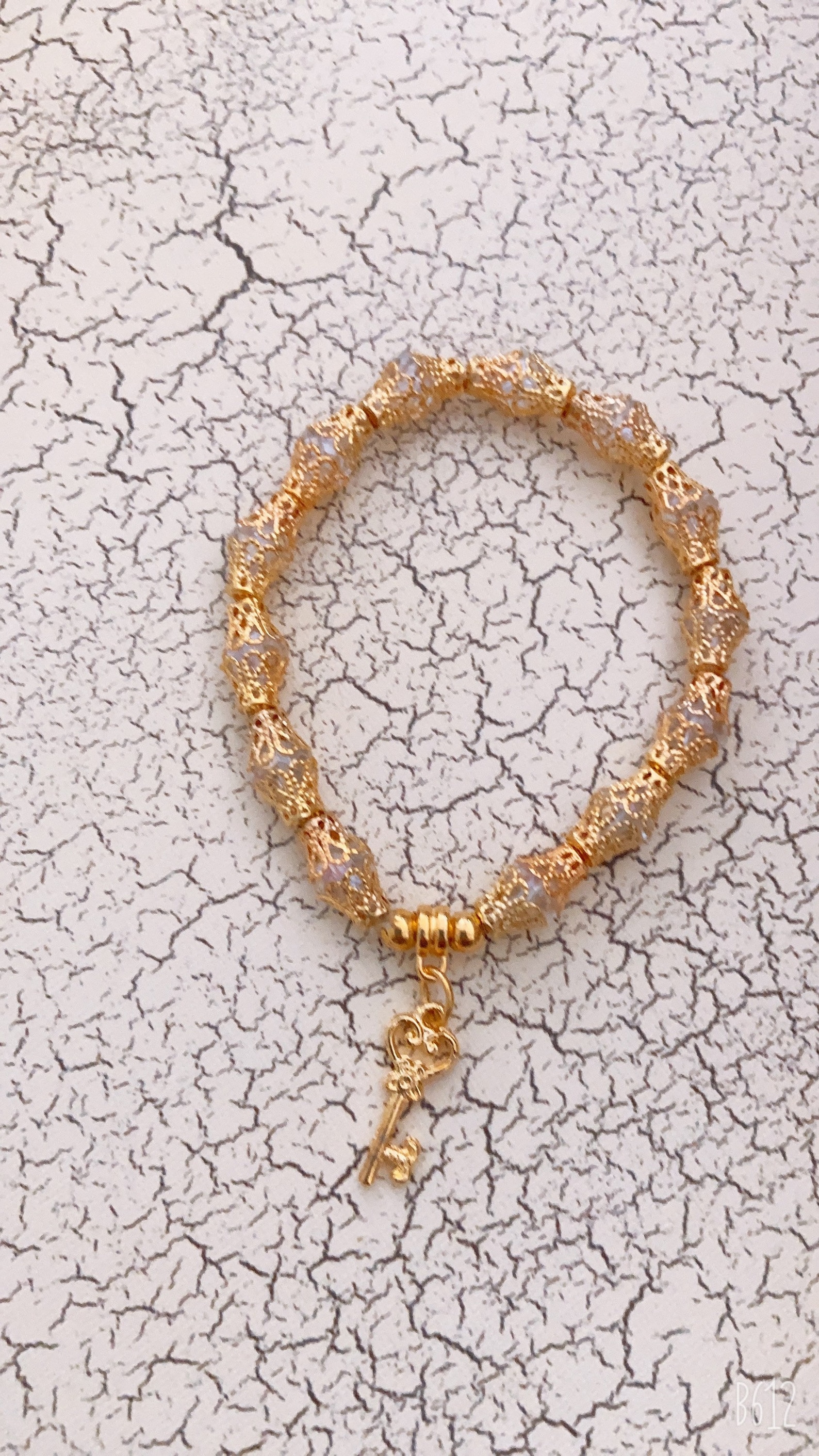 Fantasy Gold Bracelet Black Beads Key to Happiness Stretch - Etsy