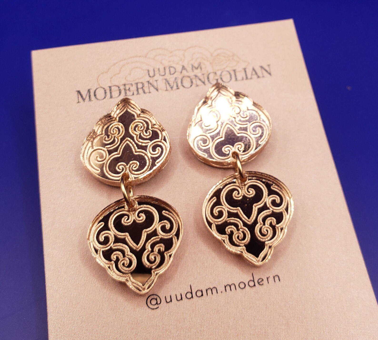 Modern Asian Mongolian Fire Symbol Mirror Acrylic Earring - Etsy