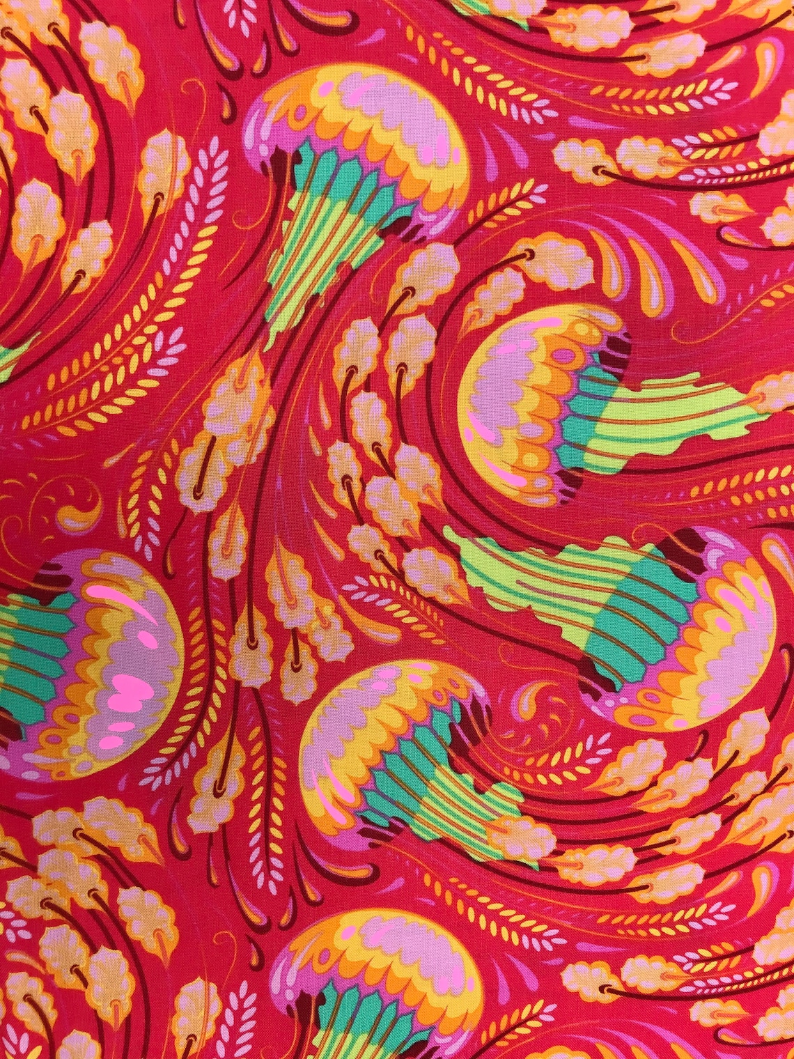 1/2 Yard Tula Pink Zuma Sea Bloom in 'glow Fish' Colorway - Etsy