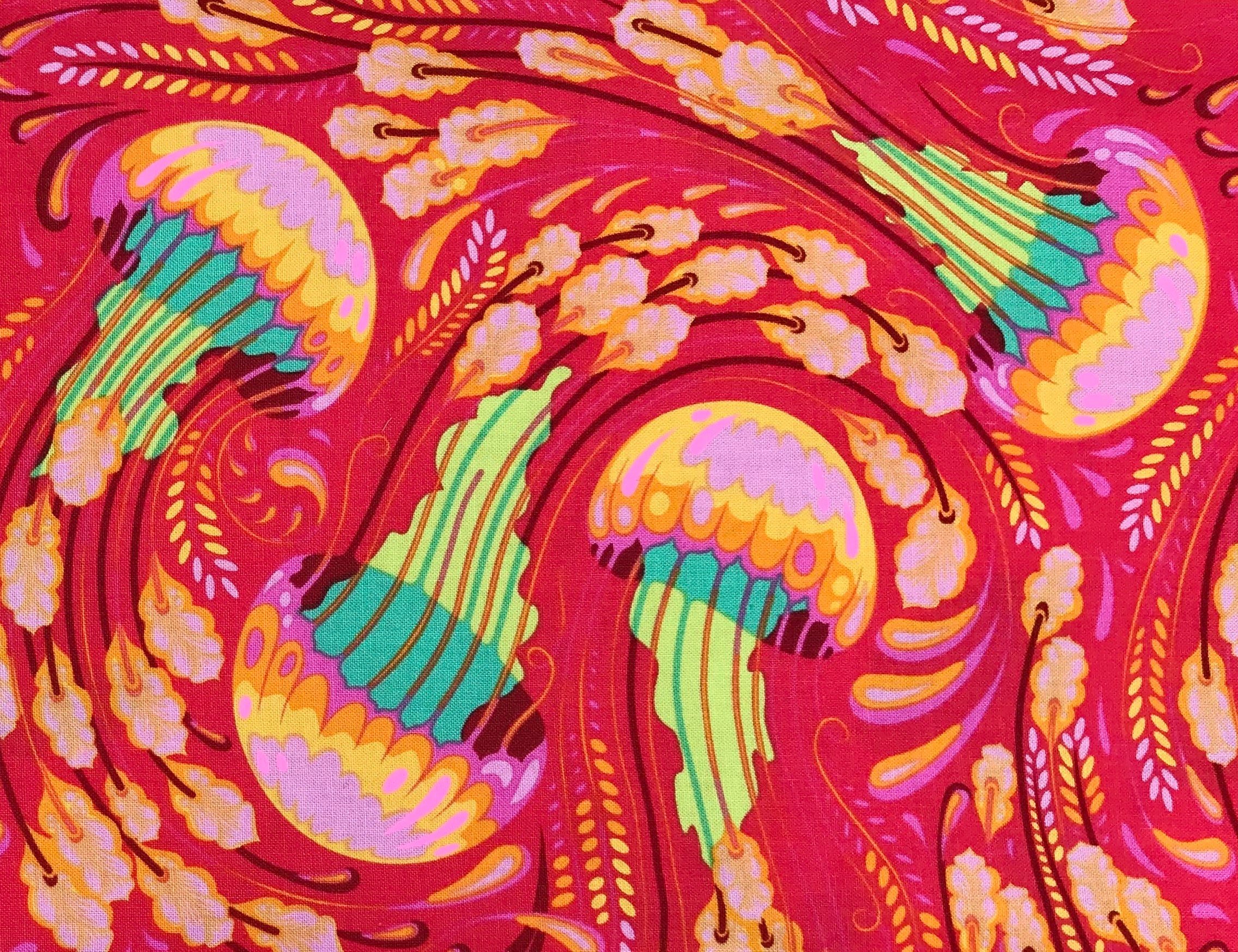 1/2 Yard Tula Pink Zuma Sea Bloom in 'glow Fish' Colorway - Etsy
