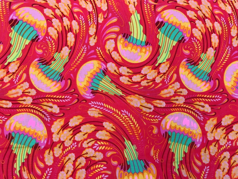 1/2 Yard Tula Pink Zuma Sea Bloom in 'glow Fish' Colorway - Etsy