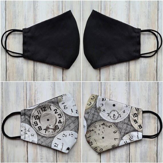 Retro Clock Face Mask / Steampunk / Reversible / Washable / - Etsy