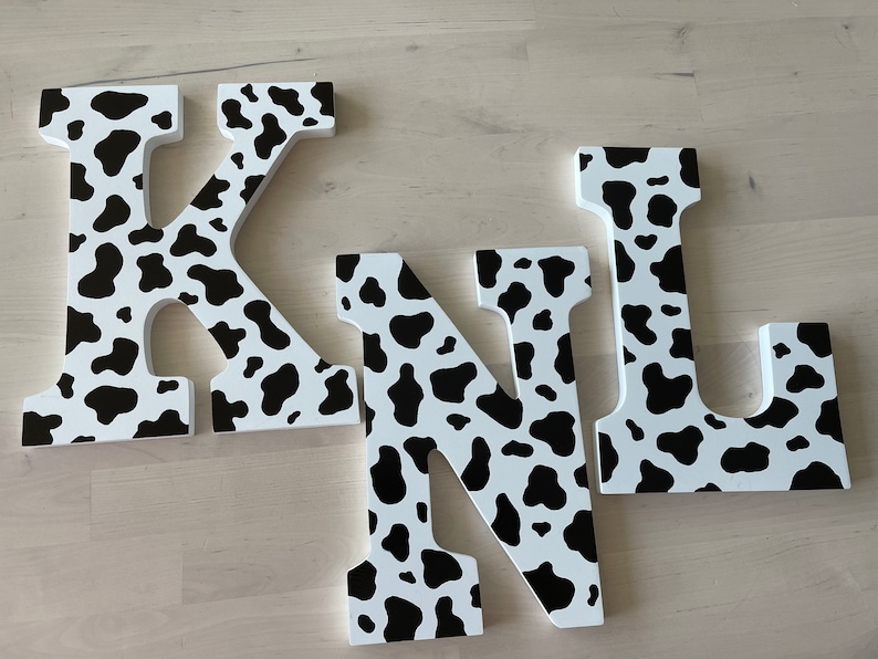Custom Wooden Cow Print Letters Wall Decor9 - Etsy