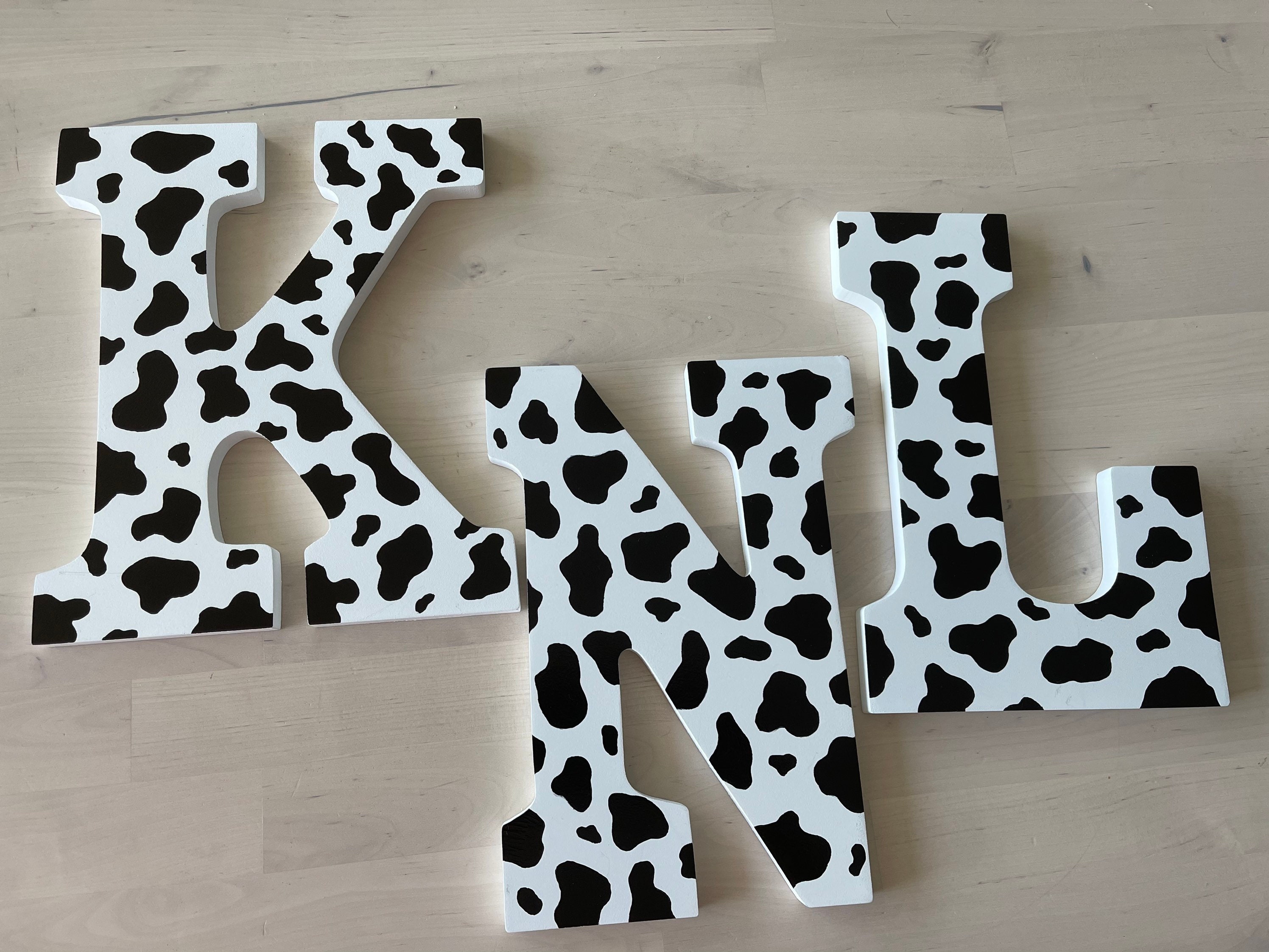 Custom Wooden Cow Print Letters Wall Decor9 - Etsy