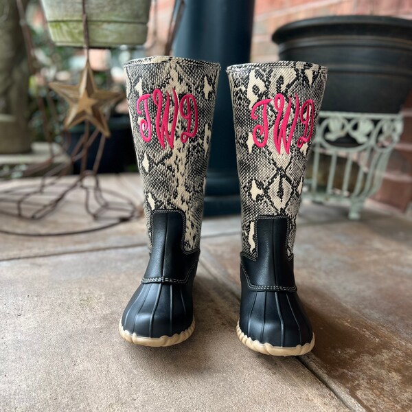 Monogram Rain Boots - Etsy