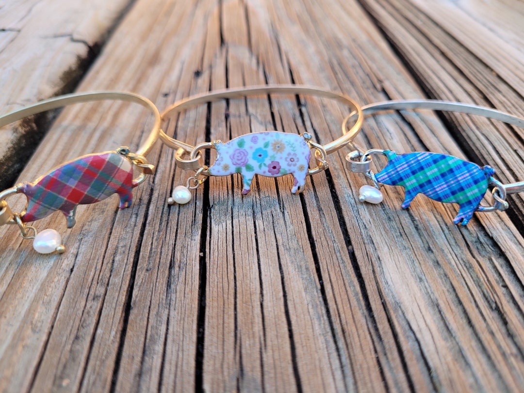 Pig Bracelet, Pig Lover Gift, Pig Jewelry, Charm Pig Bracelet , Charm ...