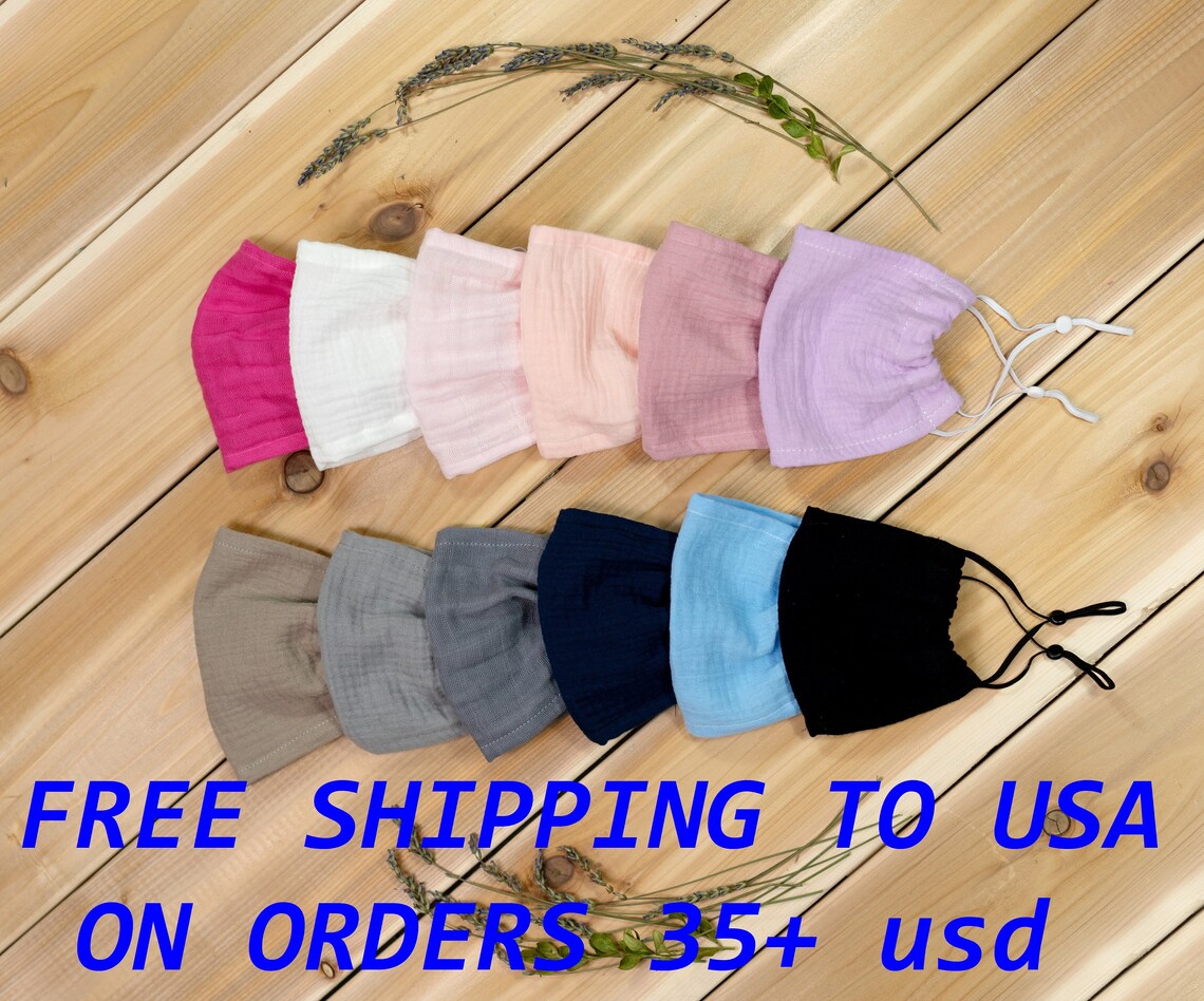 Lightweight Gauze Muslin Face Mask 100% Cotton for Adults and Kids ...