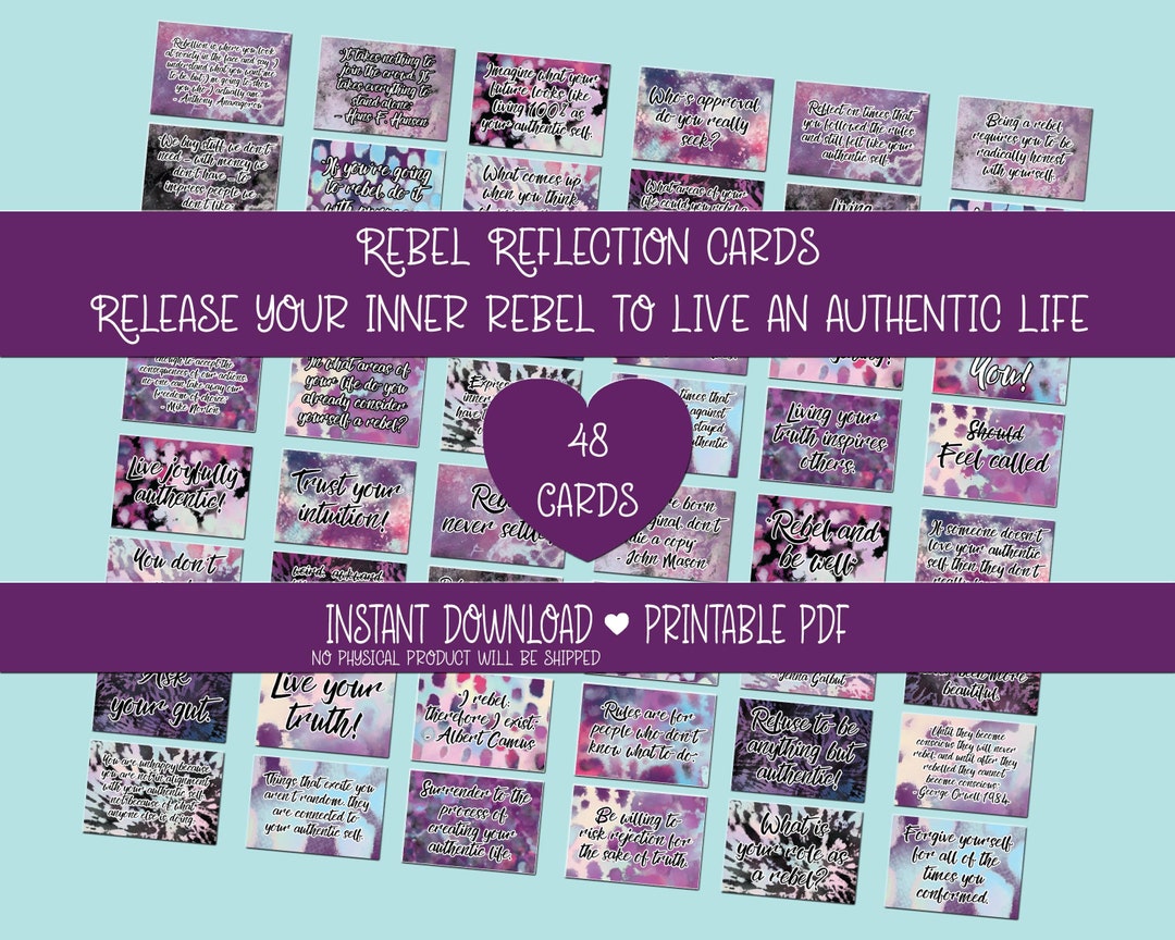 Printable Rebel Reflection Cards, Self Reflection Empowerment Cards ...
