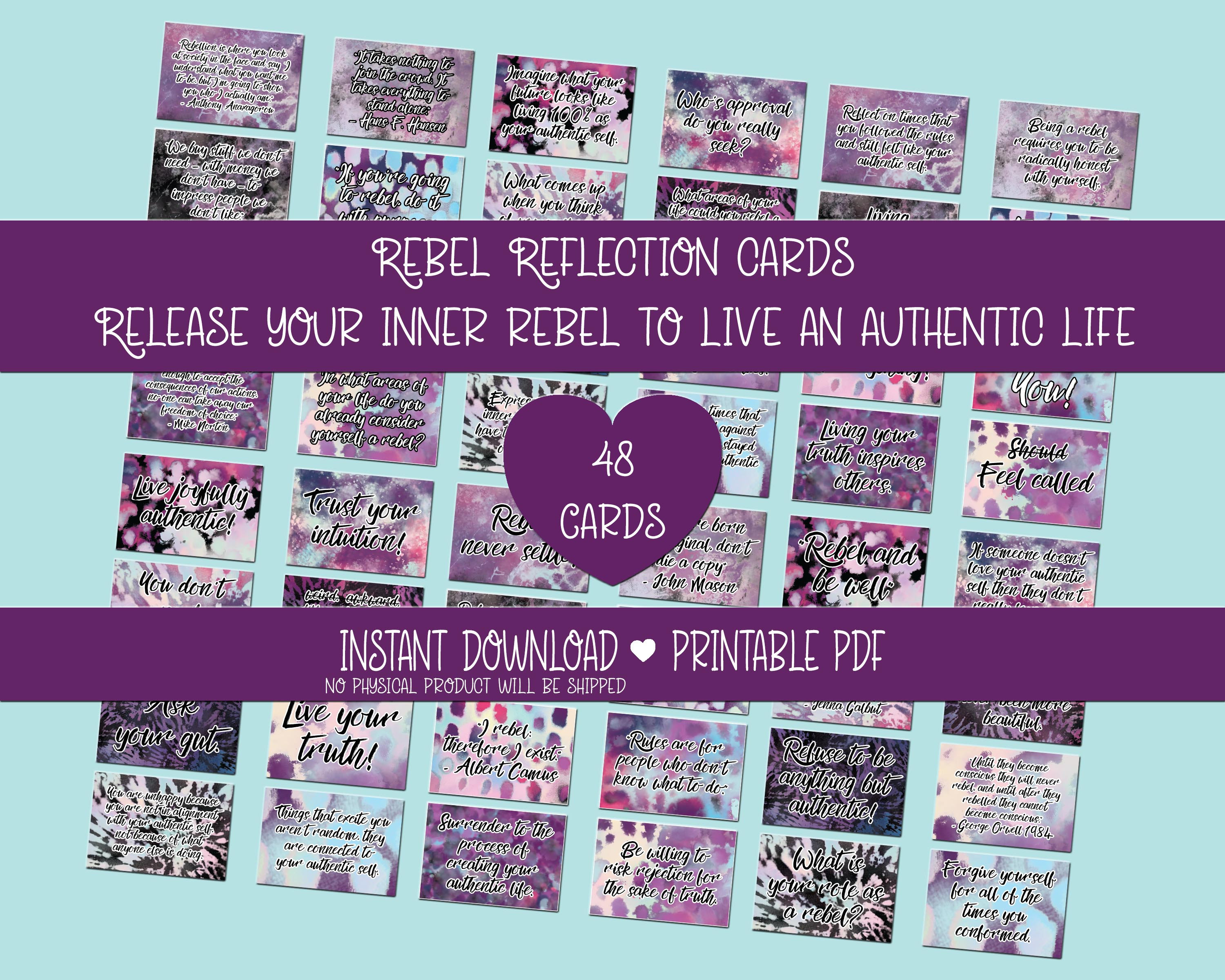 Printable Rebel Reflection Cards, Self Reflection Empowerment Cards ...