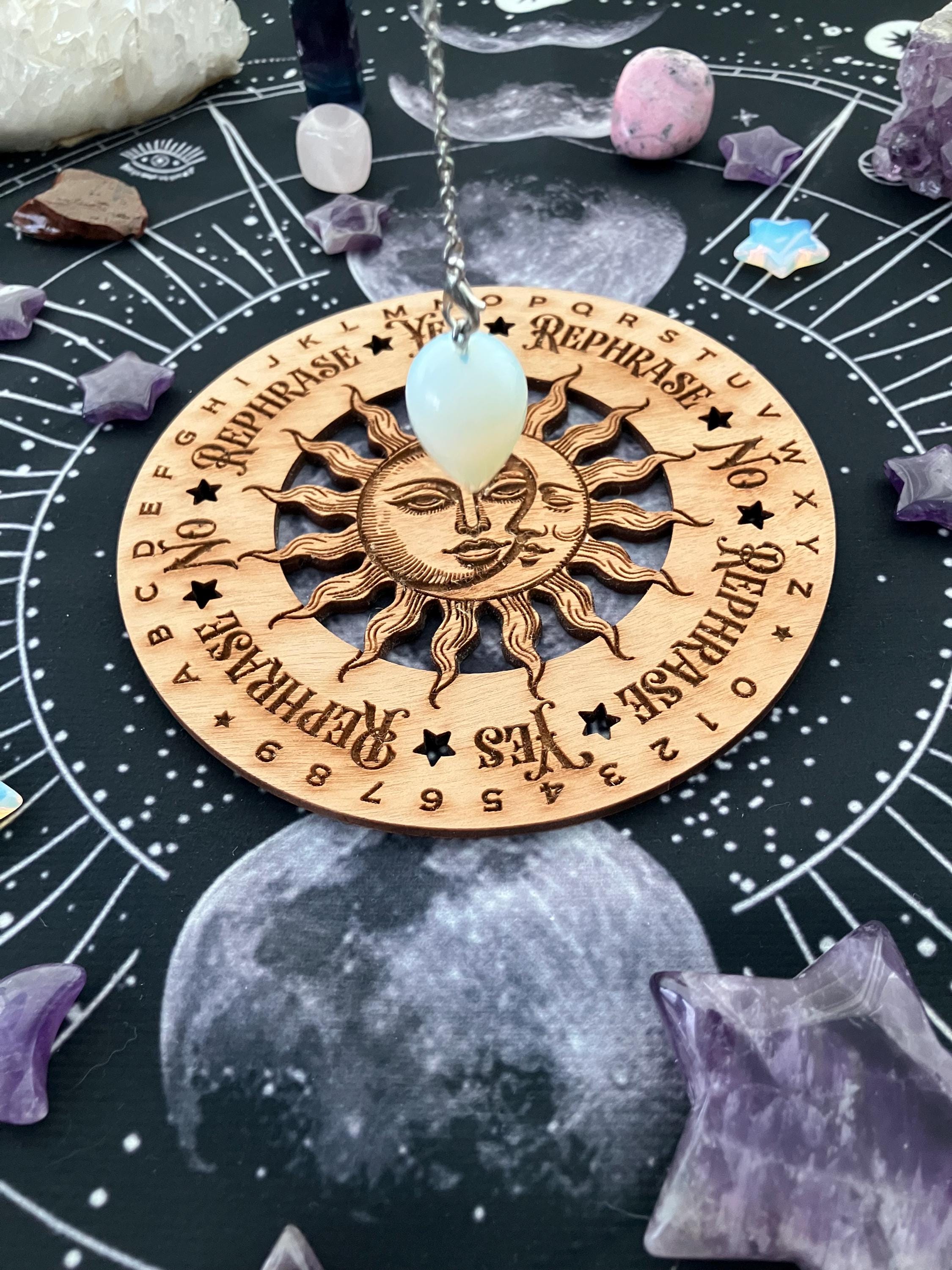 SVG Pendulum Board, Celestial Sun Moon, Divination, Yes No Rephrase Pendulum Board, Laser ...