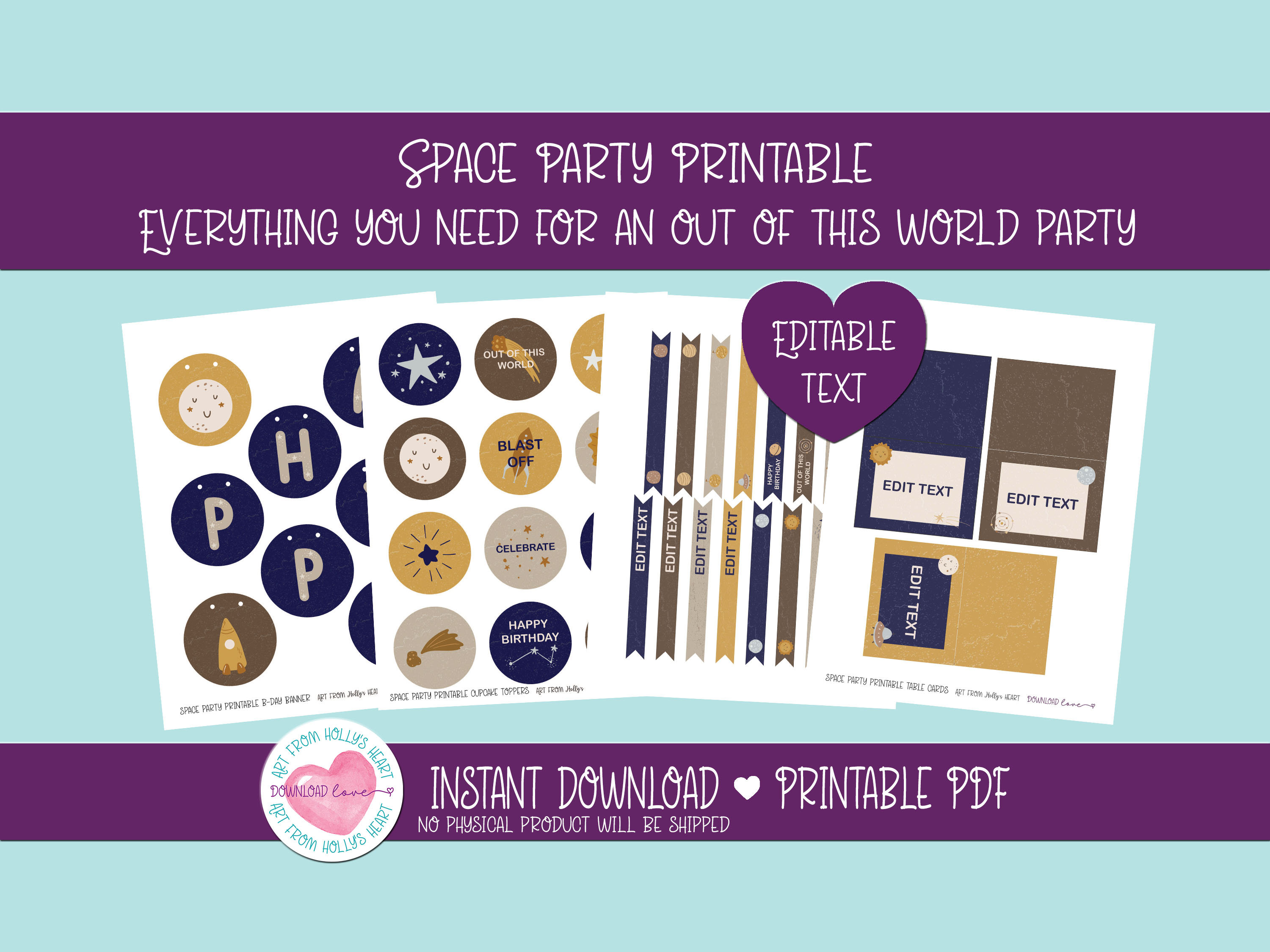 Space Party Printable Decorations, Birthday, Classroom, Baby Shower ...