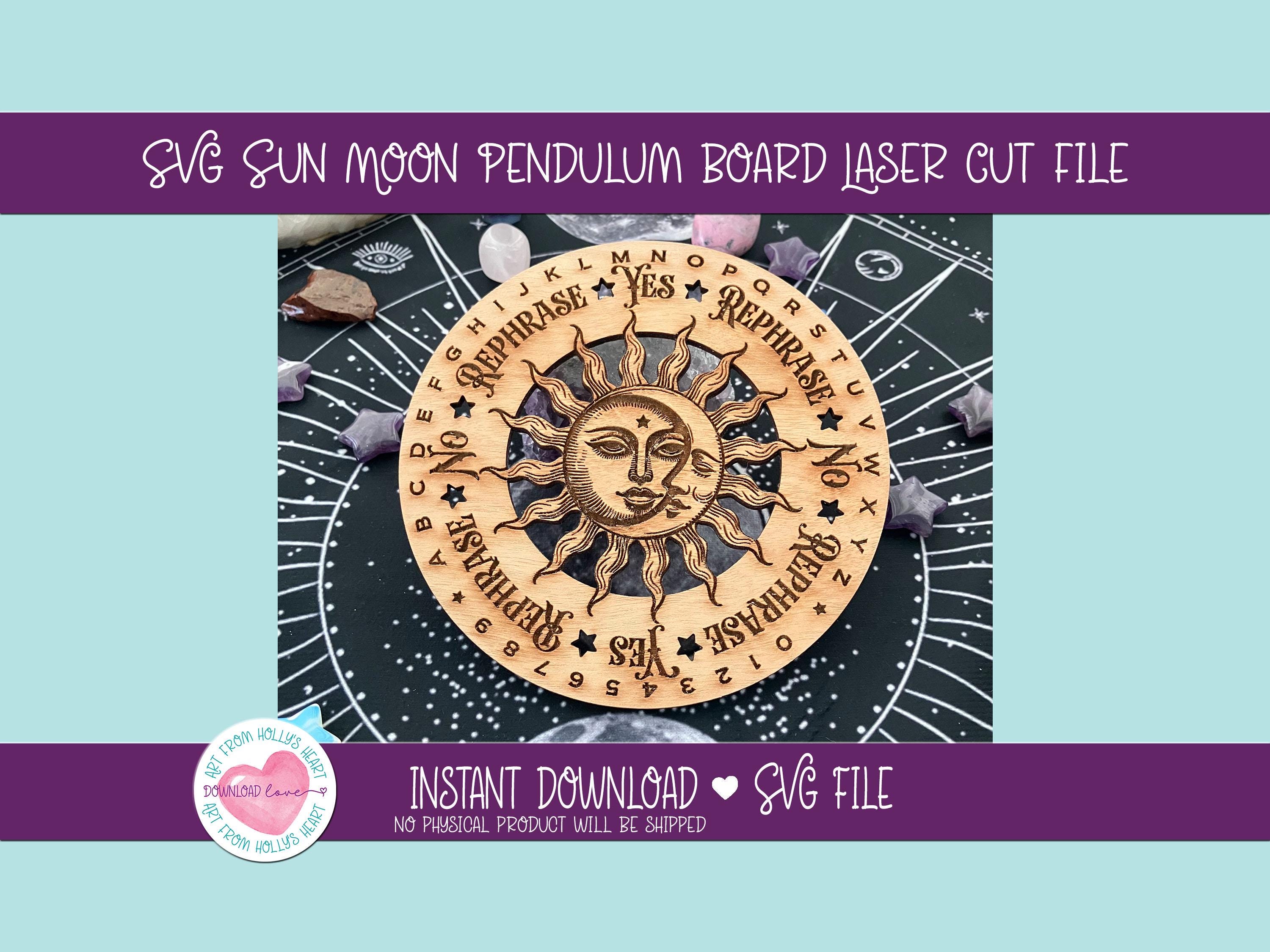 SVG Pendulum Board, Celestial Sun Moon, Divination, Yes No Rephrase Pendulum Board, Laser ...