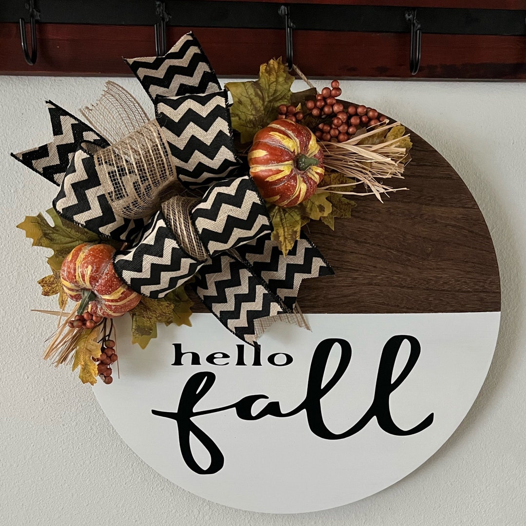 Hello Fall, Fall Door Hanger, Pumpkin Door Sign, Fall Decor, Front Door ...