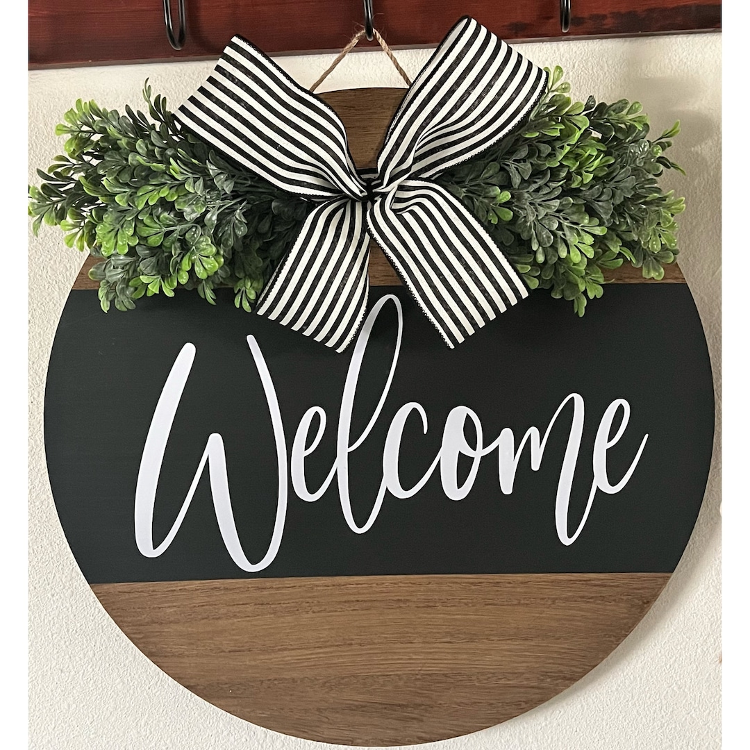 Welcome Door Sign, Front Door Wreath, Farmhouse Decor, Housewarming ...