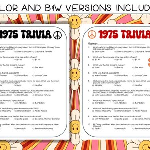 1975 Trivia Game - 50th Birthday Party Game - 1970s Trivia - Born in ...