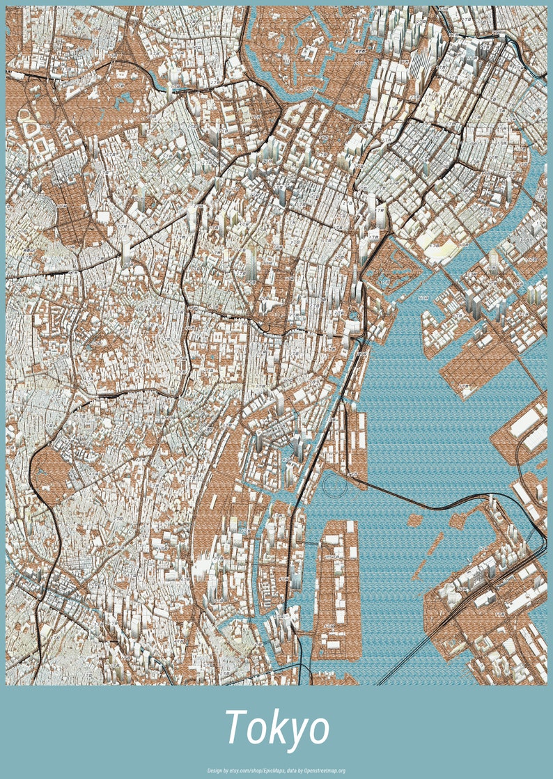 Map of Tokyo, Map Poster, Poster Map Gift, Special Design - Etsy