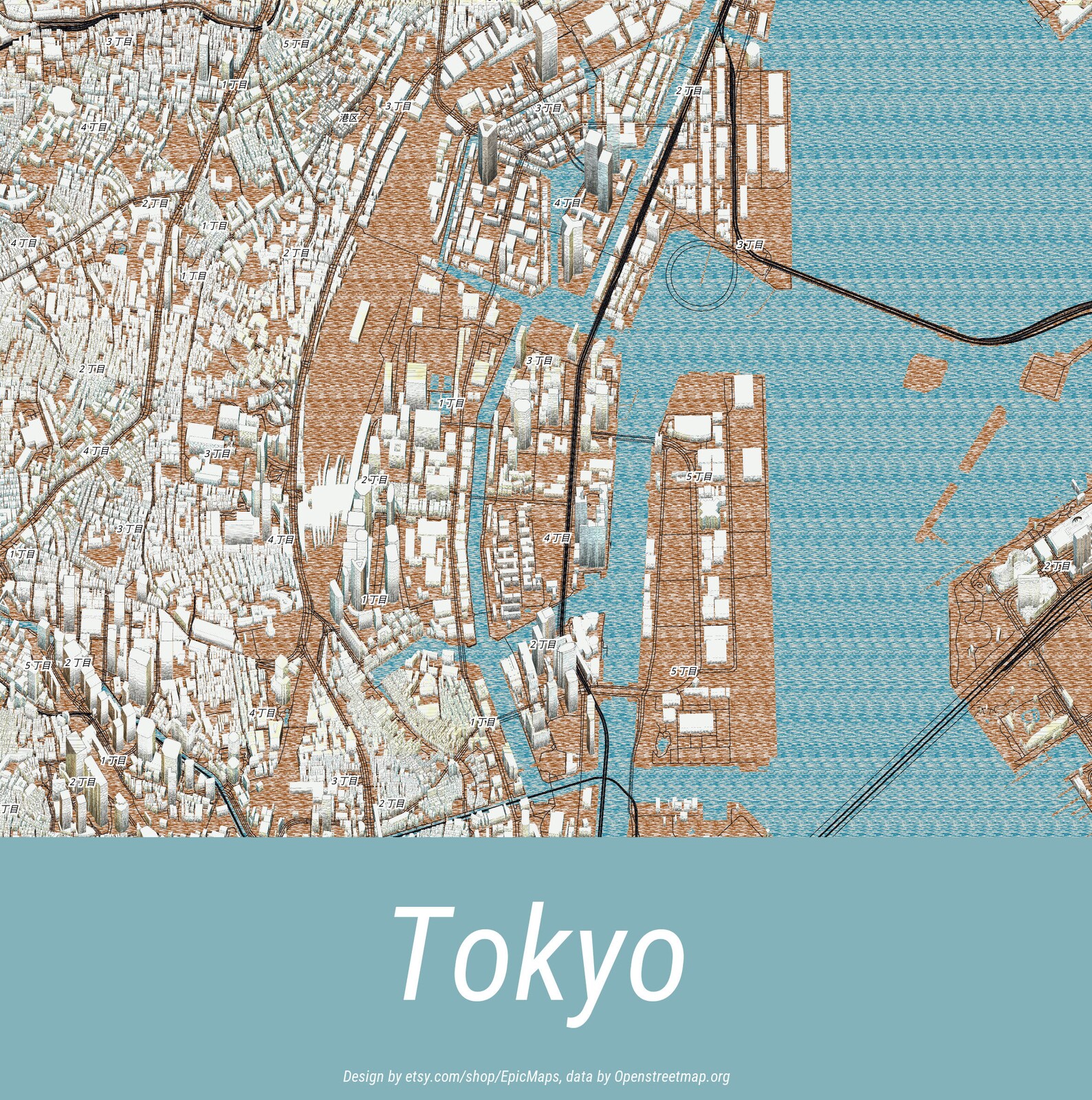 Map of Tokyo, Map Poster, Poster Map Gift, Special Design - Etsy