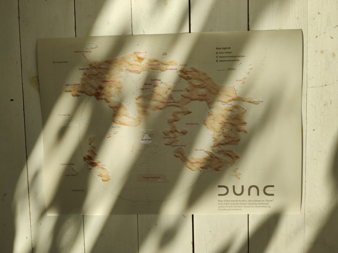 Printed Dune Map. 3d Terrain Map of Arrakis. Dune Poster, Arrakis ...