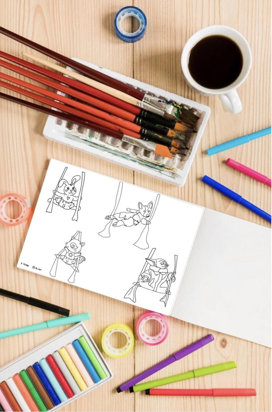 Aerial Silk Coloring Page: Circus Animals (digital Download PNG) - Etsy