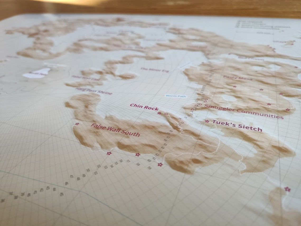 Printed Dune Map. 3d Terrain Map of Arrakis. Dune Poster, Arrakis ...