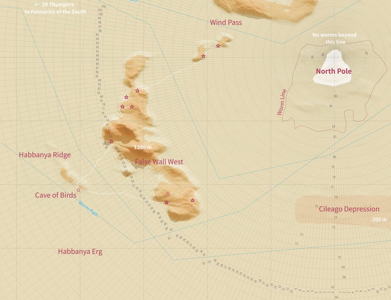 Dune Map. 3d Terrain Map of Arrakis. Dune Poster Arrakis - Etsy