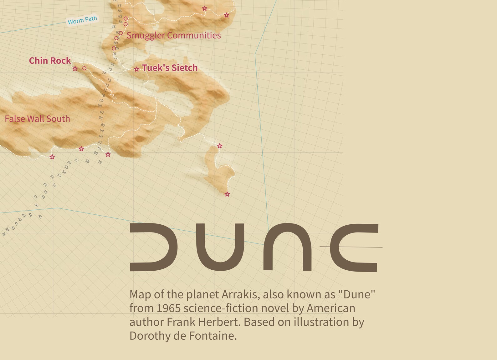 Dune Map. 3d Terrain Map of Arrakis. Dune Poster A2 Landscape, Arrakis ...