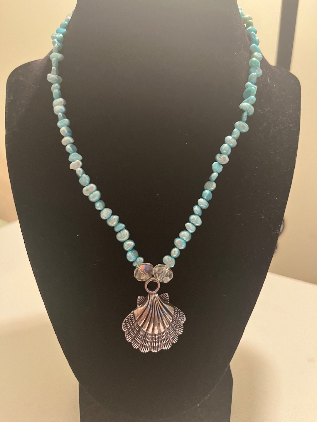 Blue Pearl Shell Pendent Necklace - Etsy