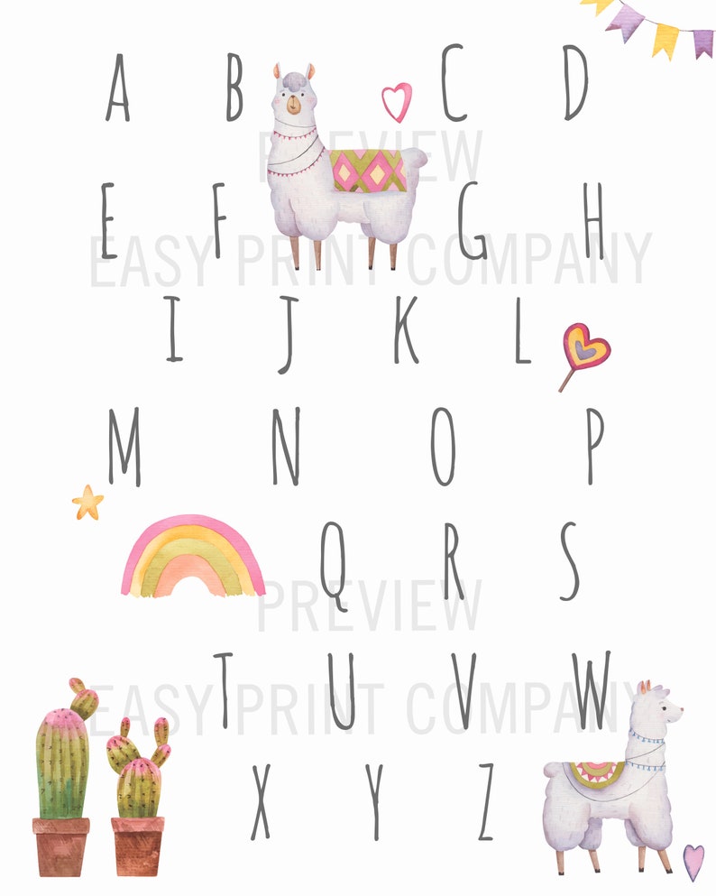 Llama Alpaca Alphabet Print - Etsy