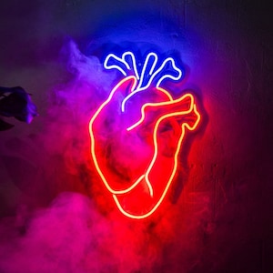 Human Heart Neon Sign, Anatomical Heart Light, Human Heart Lamp, Human ...