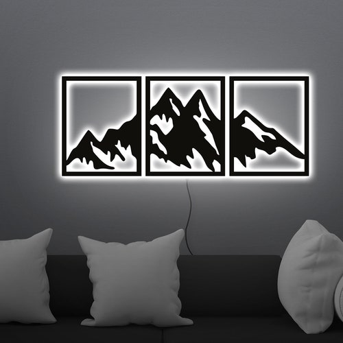 Mountain Wall Art Light Up Mountain Wall Art With Led - Etsy