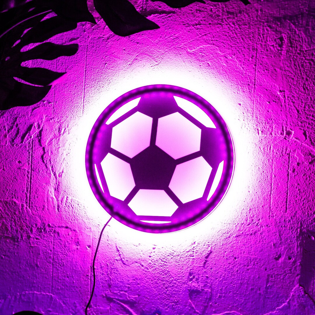 Soccer Ball Led Sign, Soccer Lamp, Soccer Nightlight, Soccer Ball Neon ...