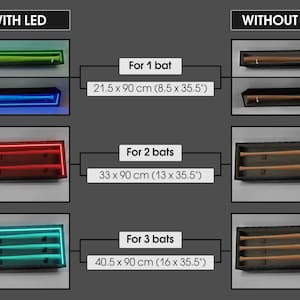 Baseball Bat Led Wall Mount, Baseball Bat Led Display Case, Shadowbox ...