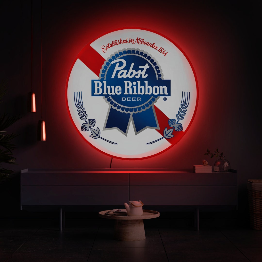 Pabst Blue Ribbon Neon Sign, Pabst Blue Ribbon Logo, Blue Ribbon Gift ...