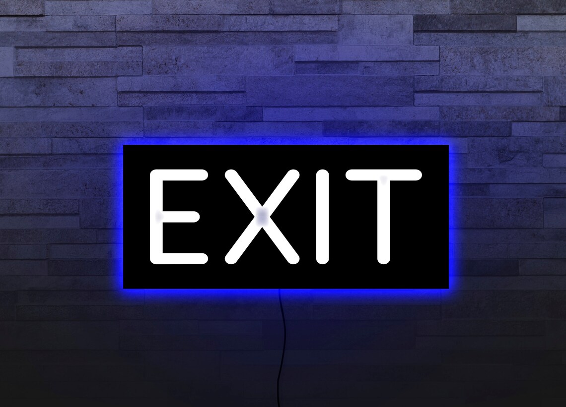 Exit Sign Light, Exit Wall Sign, Exit Sign, Exit Light, Exit Neon Sign ...