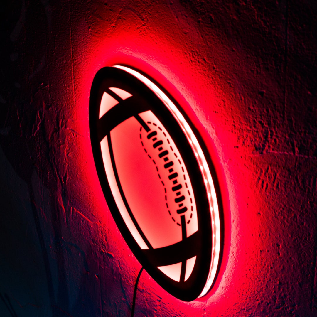 Football Ball Led Sign, Football Night Light, Football Name Sign ...