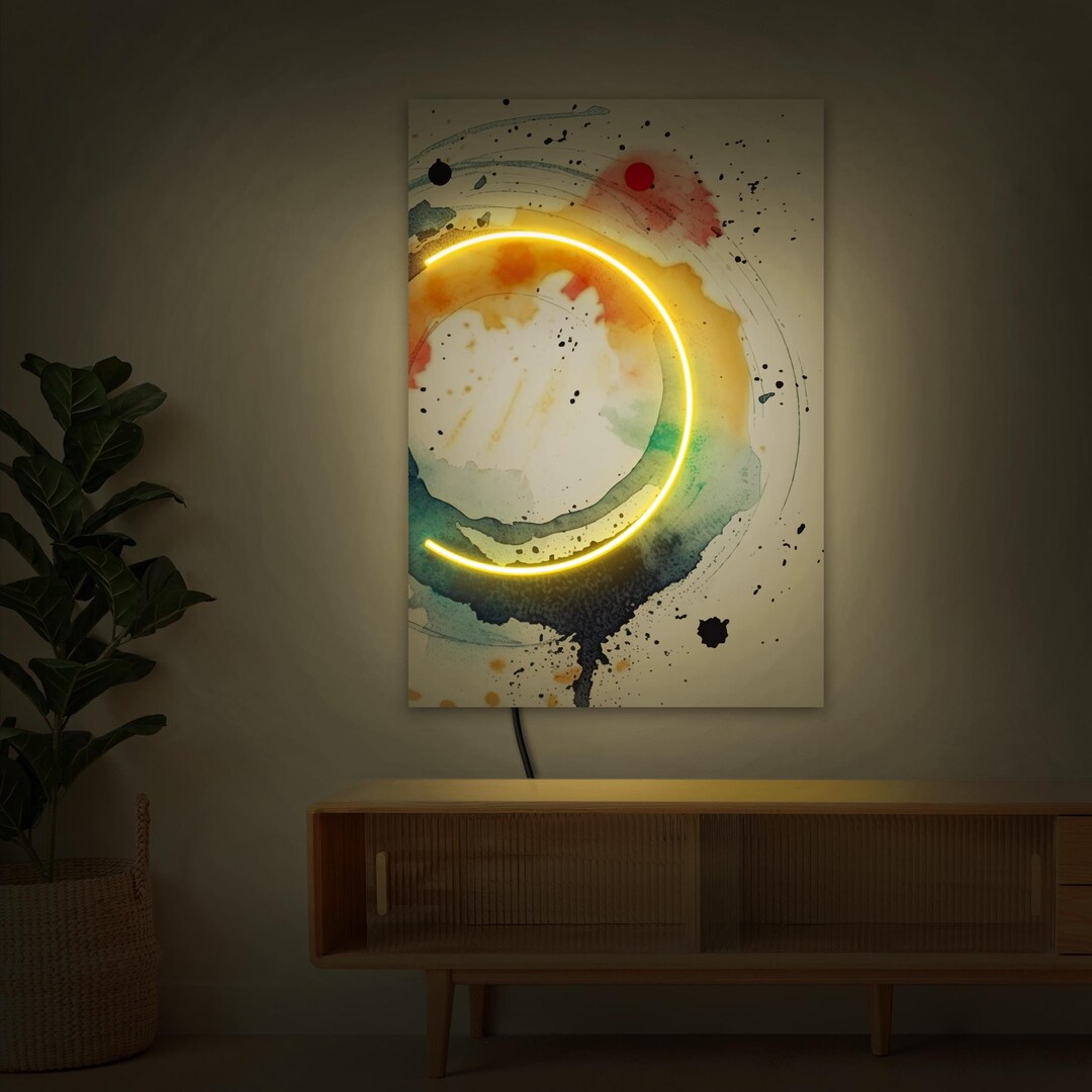 Circle Neon Sign, Sunset Neon, Watercolor Neon Sign, Abstract Neon Sign ...